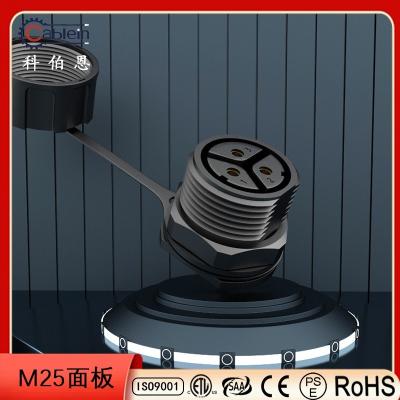 Cina M25 3 Core Front Waterproof Panel Mount Connector Femminile Per Micro Inverter Fotovoltaico in vendita