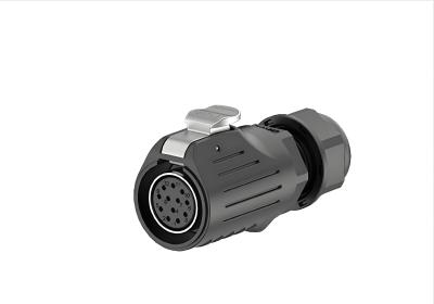 China LP20 12-Pin 5A Signal Flange Mount Waterproof Connector - Metal Shell, Plastic Interface, Solder Terminals for sale