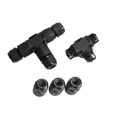 Китай Водонепроницаемый круглый разъем 3Pin T-типа 1Вход2Выхода Быстрая проводка для промышленного оборудования продается