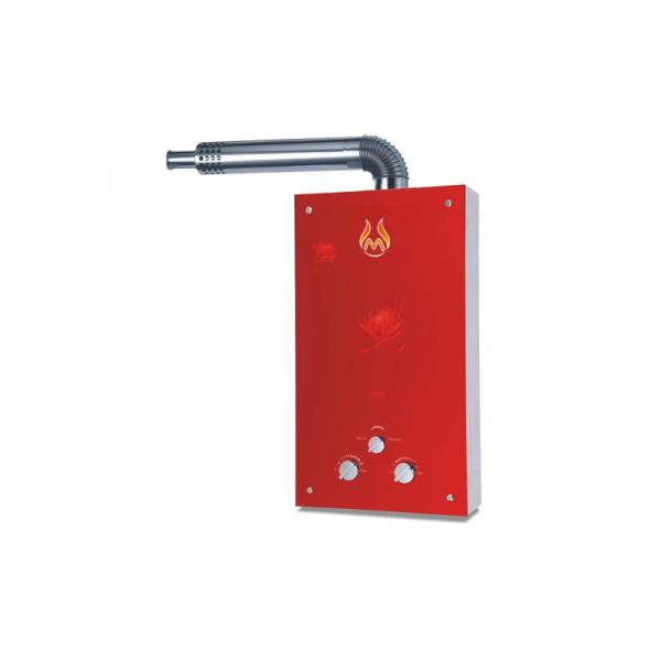 Quality Red Tempered Glass Flue Gas Water Heater 12 Liter Wall Mounted Gas Water Heater for sale