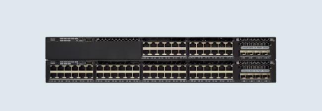 Front view of Cisco Catalyst 3650 Series switch