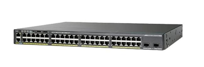 Front view of Cisco Catalyst 2960XR-48FPD-I switch showing 48 Gigabit Ethernet ports