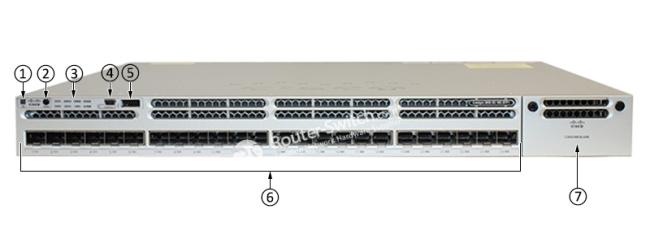 Front panel of Cisco WS-C3850-24XS-E network switch