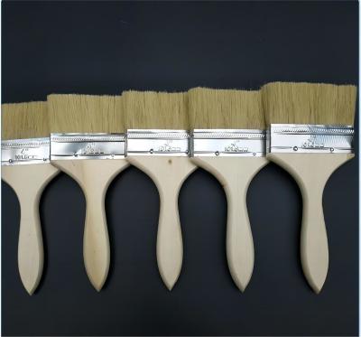 China Wall Paint Application with 4 inch Pure Bristles Paint Brush and White Wood Handle for sale