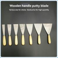 China Custom Logo Wall Plastering Scraper Putty Knife 4 Inch Wood Handle Construction Tool for sale
