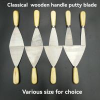 China Custom Logo Wall Plastering Scraper Putty Knife 4 Inch Wood Handle Construction Tool for sale