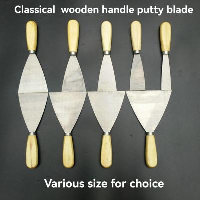 China Customizable Logo Wall Plastering Scraper Construction Tools Wood Handle Putty Knife for sale