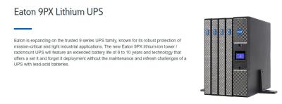 Cina Eaton 9PX UPS agli ioni di litio 2200W 3000W in linea RT 2U UPS con sistema di alimentazione a batteria al litio integrato in vendita