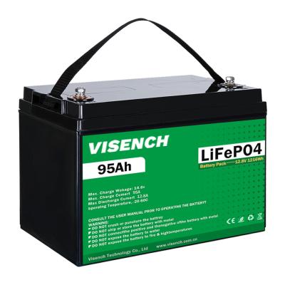 China Visench 12V 100Ah Lifepo4 Lithium Iron Battery Pack Deep Cycle Times battery lifepo4 12V for solar energy system for sale
