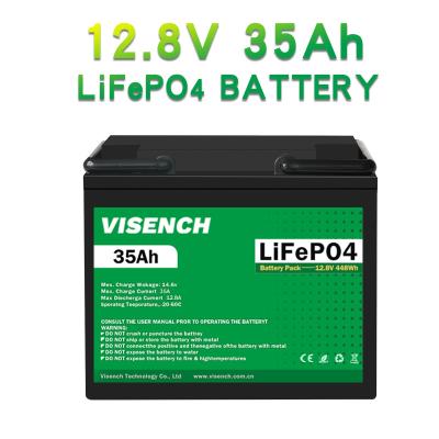 China Visench 12V 35Ah Deep Cycle Digital Rechargeable Lithium Iron Phosphate Battery 12.8V Lifepo4 Lithium Ion Battery for sale