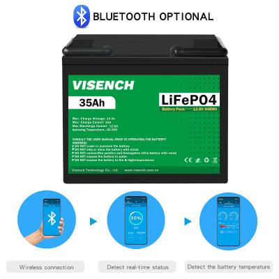 China Visench 12V 35Ah Deep Cycle Digital Rechargeable Lithium Iron Phosphate Battery 12.8V Lifepo4 Lithium Ion Battery for sale
