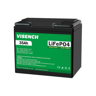 China Visench 12V 35Ah Deep Cycle Digital Rechargeable Lithium Iron Phosphate Battery 12.8V Lifepo4 Lithium Ion Battery for sale