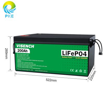China Visench Direct fabriek 12V 24V 100Ah 120Ah 200Ah Diep 6000 cycli Zonne-energie Lifepo4 energieopslagbatterij Te koop