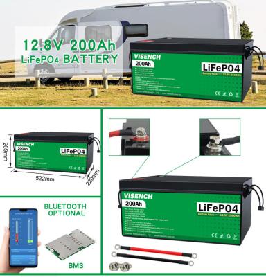 China Visench  Direct factory  12V 24V 100Ah 120Ah 200Ah  Deep 6000 Cycles Solar lithium batteries Energy Stor age Battery for sale