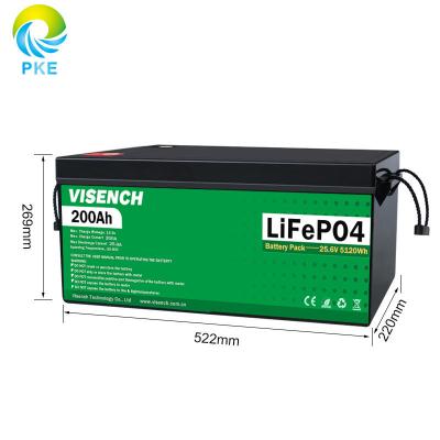 China Visench Fábrica direta Lítio 12V 24V 100Ah 120Ah 200Ah Profundo 6000 Ciclos com BMS para sistema de armazenamento de energia do inversor solar à venda
