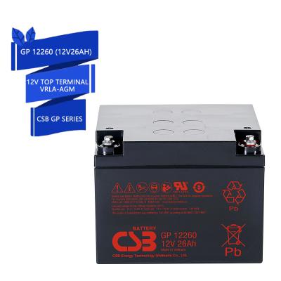 中国 CSB GP12260 12V 26Ah エネルギー貯蔵 メンテナンスの無料 再充電可能 VRLA 12V 26Ah CSB AGM バッテリー 販売のため