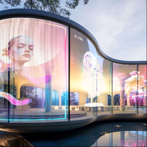 Quality High Brightness 3000 1500CD/M2 Transparent LED Display Film With 3.91mm Pixel for sale