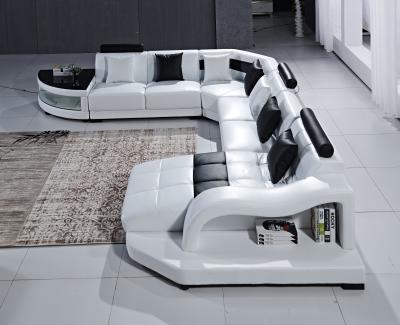 China Modular White Color U Shape Leather Wooden Sofa For Living Room for sale