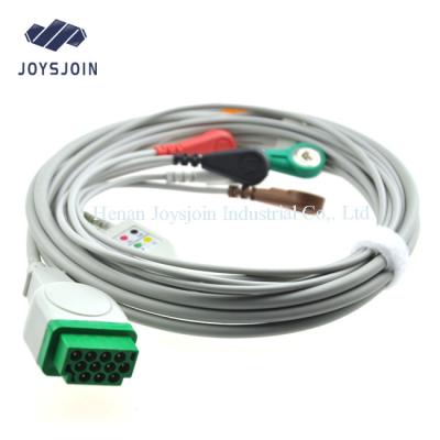 China Compatible 5-lead GE(11Pin) ECG Cable with Leadwires  Snap AHA/IEC for sale