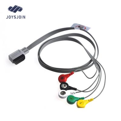 China Compatible HP Digitrak XT 5 Lead wires Holter ecg cable with leads snap AHA/IEC holter ecg cable for sale
