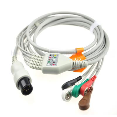 China M&B 6pin without resistance ecg cable 5 lead snap type connector for ecg cable for sale