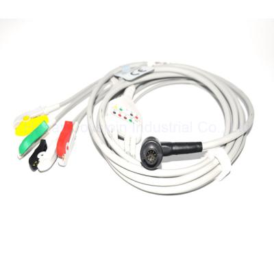 China Corpuls ecg cable 11pin 4-lead 6-lead ecg cable with leadwires snap AHA Corpuls ecg cable 11pin 4-lead 6-lead ecg cable for sale