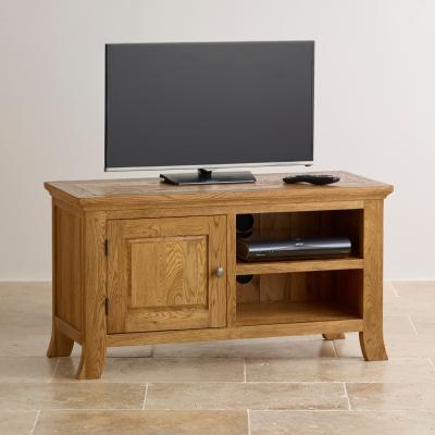 China rustic oak wood TV unit with good design and 100% solid oak wood for sale