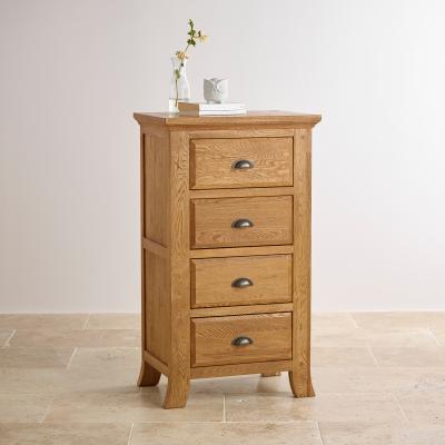 China rustic oak wood 4 drawers chest with good design and 100% solid oak wood furniture for sale
