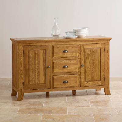 China rustic oak wood Large Sideboard Base with good design and 100% solid oak wood furniture for sale