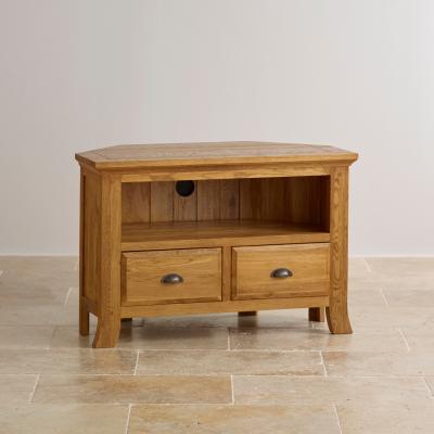 China rustic oak wood Corner TV Cabinet with good design and 100% solid oak wood furniture for sale