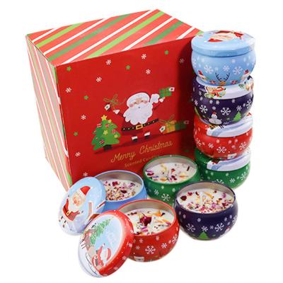 China Christmas Gift Set Soy Wax Dried Flower Aromatherapy Decorative Candle Tins Home Scense Candles for sale