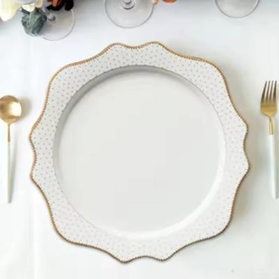 China European style porcelain wedding plate gold rim sunflower royal ceramic plate for sale