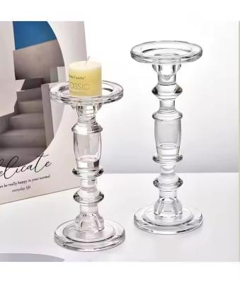China Wedding Home Decor Clear Glass Candle Holders Pillar Taper Candlestick Crystal Tealight Dinner Table Candle Holder Stand for sale