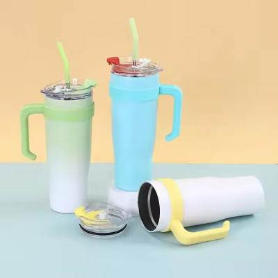 China Custom logo stainless steel vacuum metal travel mug insulated coffee cup 40oz tumbler with handle for sale