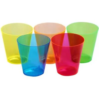 China Disposable 38ml PP white wine glass recyclable juice cold drink transparent colored plastic cups for sale