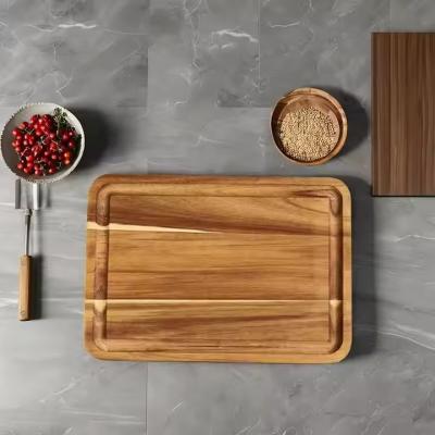 China Rectangle charcuterie boards wooden trays for cheese large acacia wood chopping board with juice groove for sale