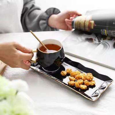 China Nordic coffee mug saucer set 250ml creative ceramic cups set with saucer and spoon for office and home for sale