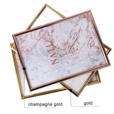 China Gold silver plastic nail art photo frame A4 handicrafts Christmas picture frame for tabletop display for sale