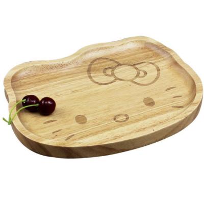 China Factory wholesale Japanese and Korean cartoon rubber wood hello kitty food kids plate for gifts for sale