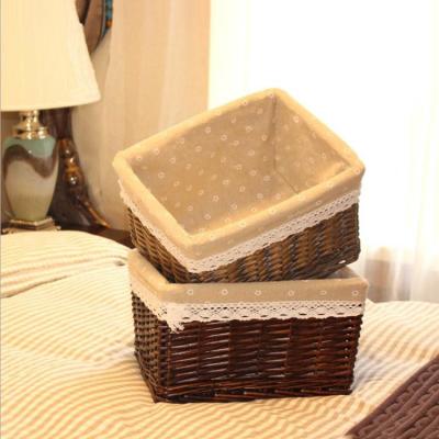 China Gift crafts desktop square wicker box storage basket for sale