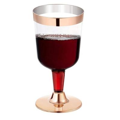 China Factory wholesale 7oz rose gold plastic wine cup disposable for sale