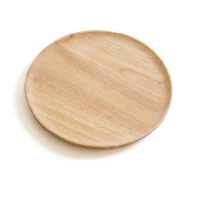 China Home goods Japanese natural round solid wood plate dish for fruit for sale
