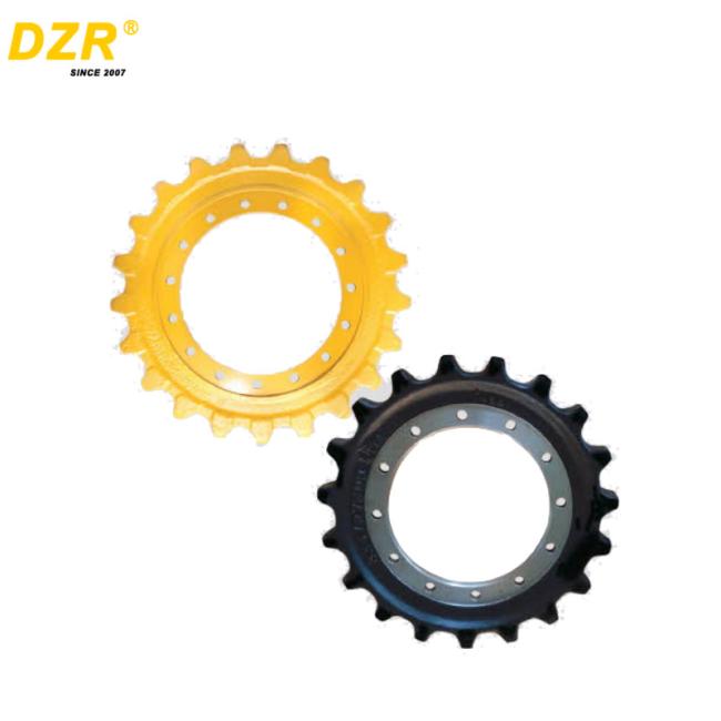 Excavator undercarriage sprocket segment showing hardened teeth profile