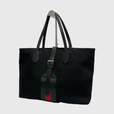 China GG Black Canvas Tote Bag Entrupy Used Top Handle Shoulder Bag for sale