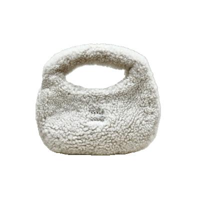 China Likenew Second Hand Miu Miu Bag Beige Wander Shearling 2 Way Hobo Top Handle Bag for sale