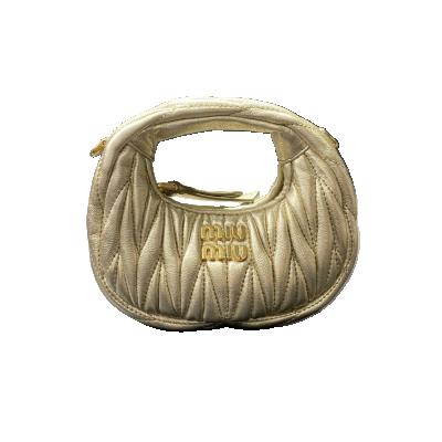 China Authentic Secondhand Miu Miu Wander Matelassé Nappa Leather Mini Hobo Bag for sale
