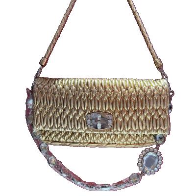 China Gold Miu Miu Bag Second Hand Entrupy Iconic Crystal Cloquet Nappa Leather Shoulder Bag for sale