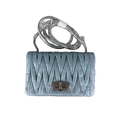 China Secondhand Miu Miu Light Blue Matelassé Nappa Leather Chain Crossbody Bag Authentic for sale