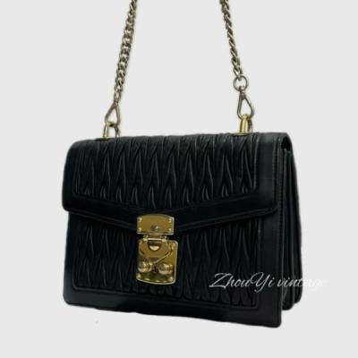 China Black Ruched Leather Used Miu Miu Bag Crossbody Bag Organizer Design for sale