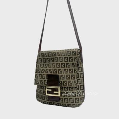China Gold Tone Brown Zucca Monogram Canvas Crossbody Bag Signature Baguette Lock Accent for sale
